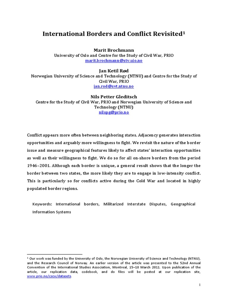International Borders and Conflict Revisited | PDF | Geographic ...