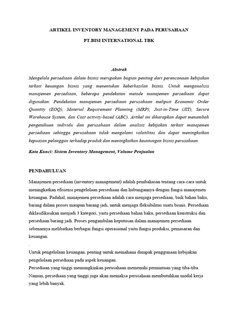 Artikel Inventory Management Pada Perusahaan (Revisi) | PDF