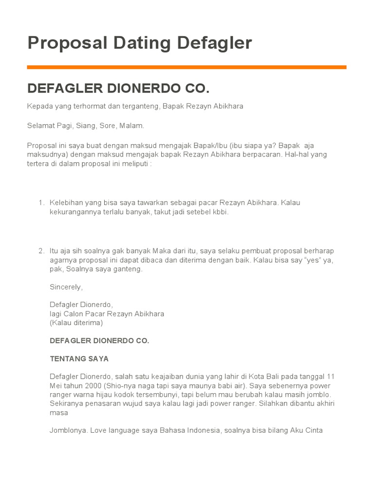 Proposal Pacaran Unik Defagler | PDF