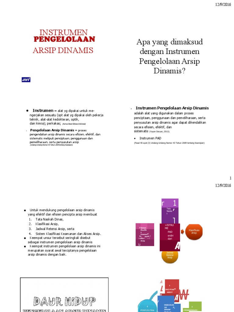 Instrumen Pengelolaan Arsip Dinamis Ok | PDF