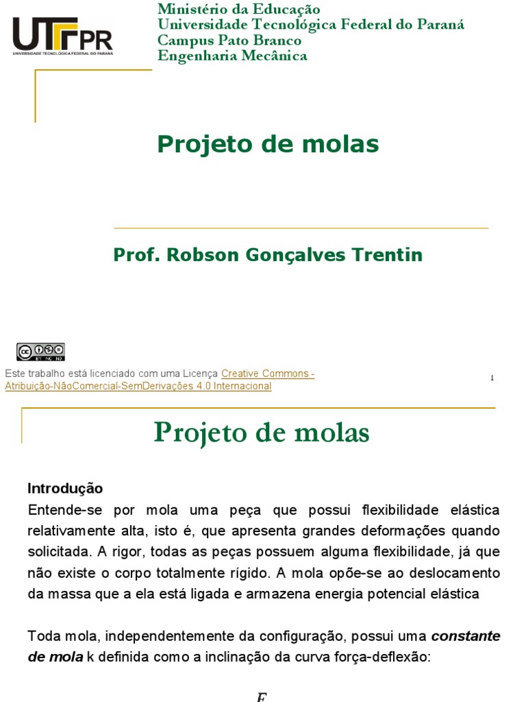 08-Projeto de Molas | PDF | Estresse (Mecânica) | Módulo de Young