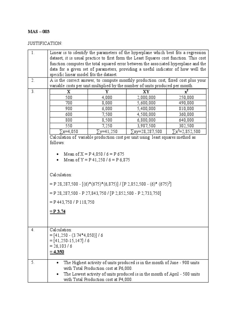 MAS 003 Justification | PDF | Least Squares | Statistical Theory