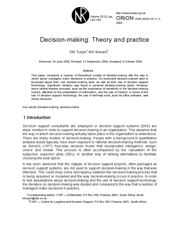Decision-Making Theory and Practice | PDF | Decision Making | Rationality