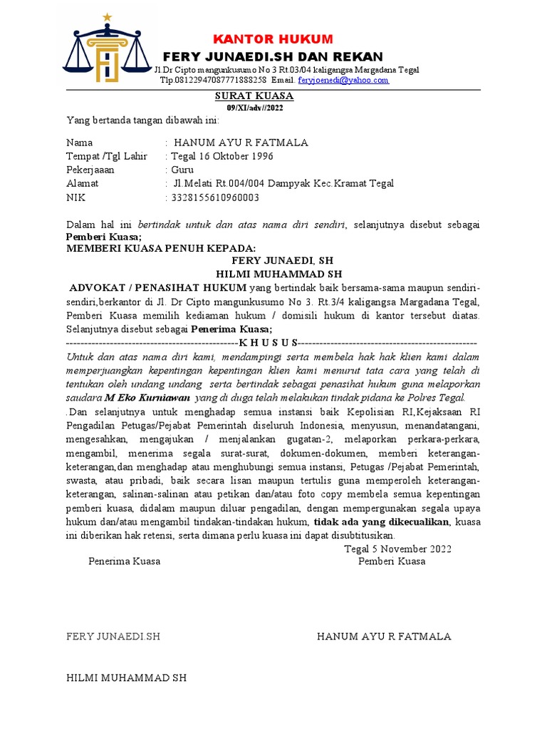 Surat Kuasa Pidana | PDF