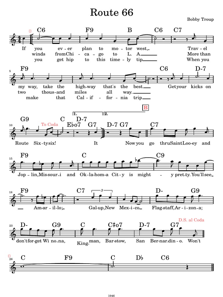 Route Lead Sheet With Lyrics | PDF