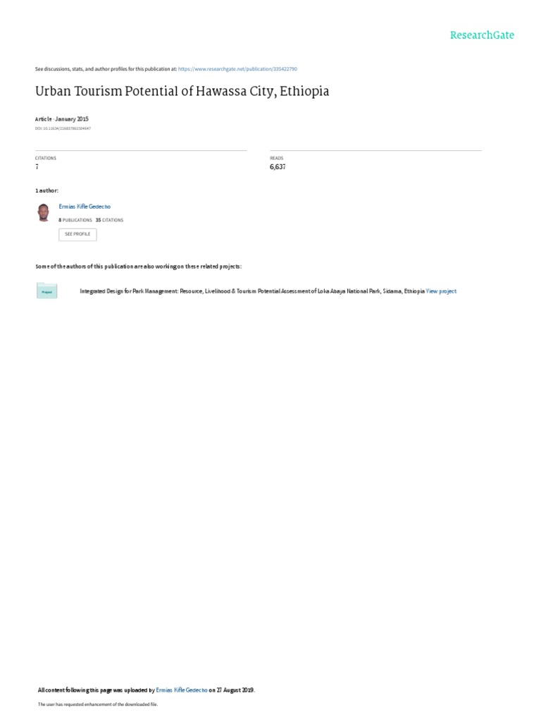 UrbanTourismPotential Ermias | PDF | Tourism | Qualitative Research