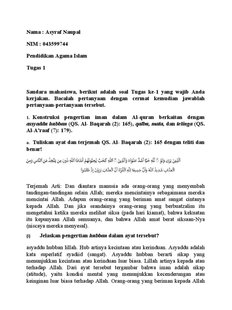 Asyraf Naupal Tugas 1 Agama Islam | PDF