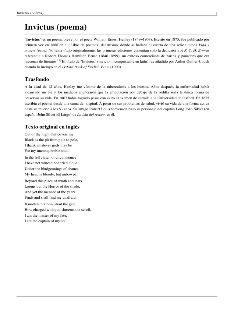 Invictus | PDF | Poesía | Literatura inglesa