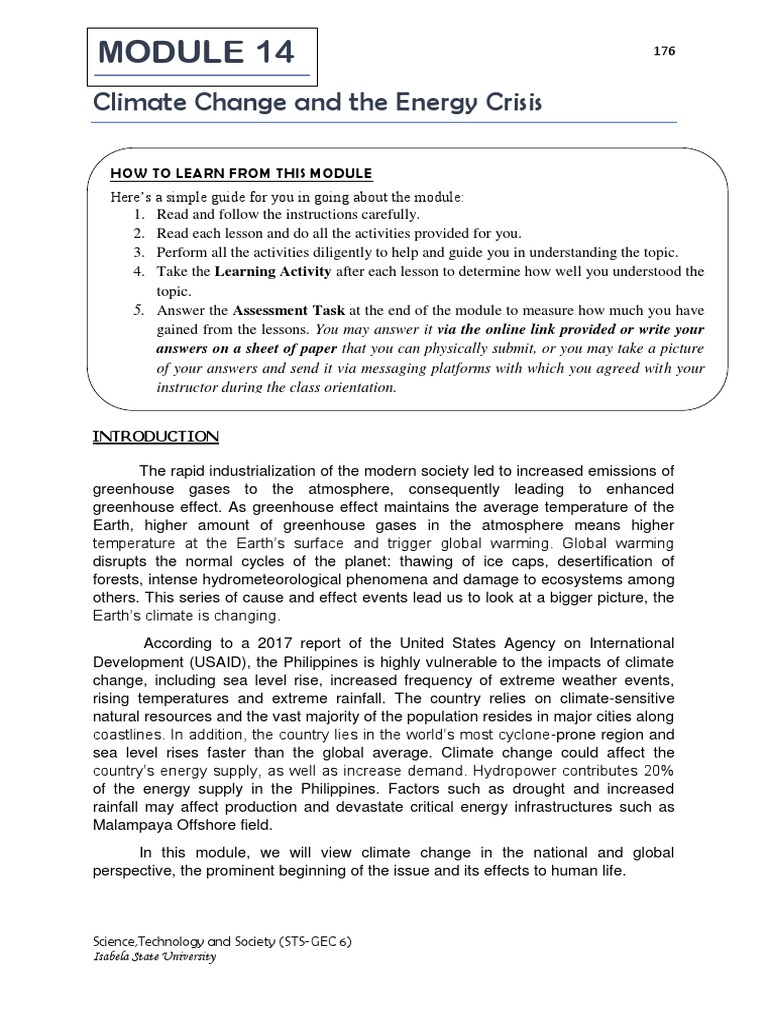 Module14. Climate Change and The Energy Crisis | PDF | Climate Change ...