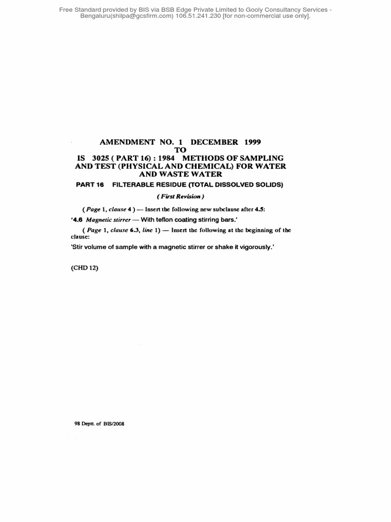 IS 3025 (Part 16) : 1984 Metiiods of Sampling (Piiysical | PDF