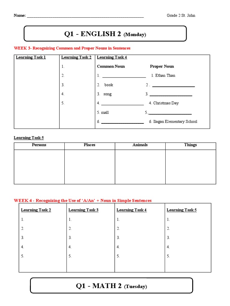 Q1 Answer Sheet W3 W4 | PDF