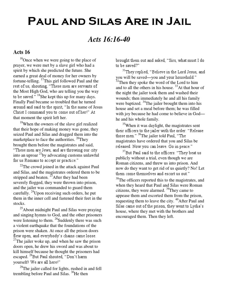 Lesson 83 Paul and Silas Are in Jail | PDF | Paul The Apostle | Jesus