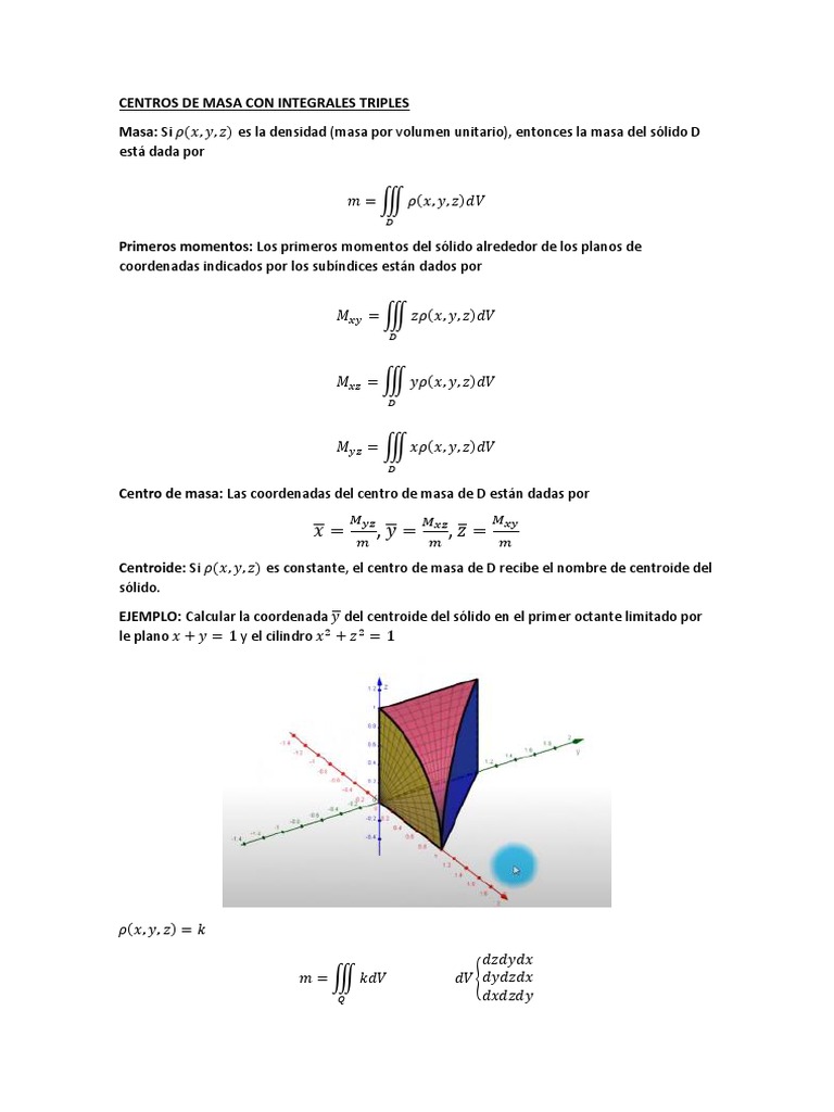Centro de Masa Con Integrales Triples | Descargar gratis PDF | Integral ...