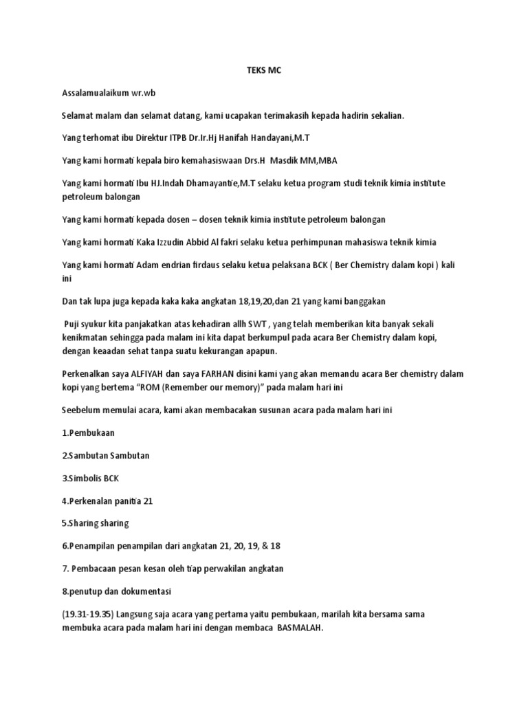 Teks MC Makrab Oprec | PDF