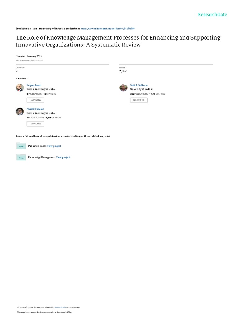 The Roleof Knowledge Management | PDF | Innovation | Knowledge Management