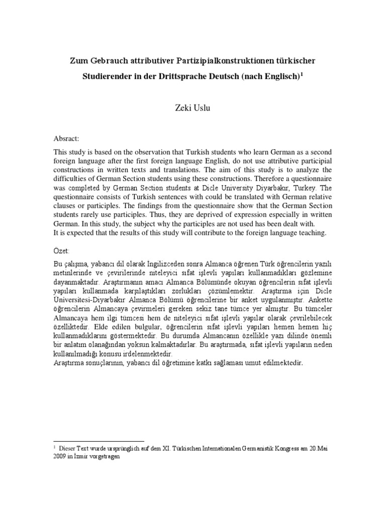 Zum Gebrauch Attributiver Partizipialkon | PDF