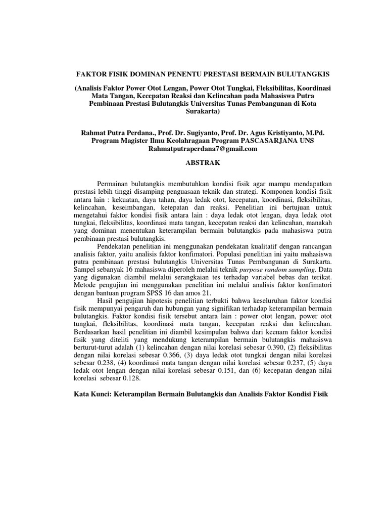 Faktor Fisik Dominan Penentu Prestasi Be | PDF