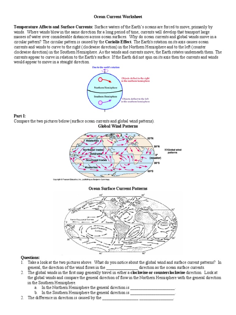 Ocean Current Activities WS | PDF | Oceans | Climate