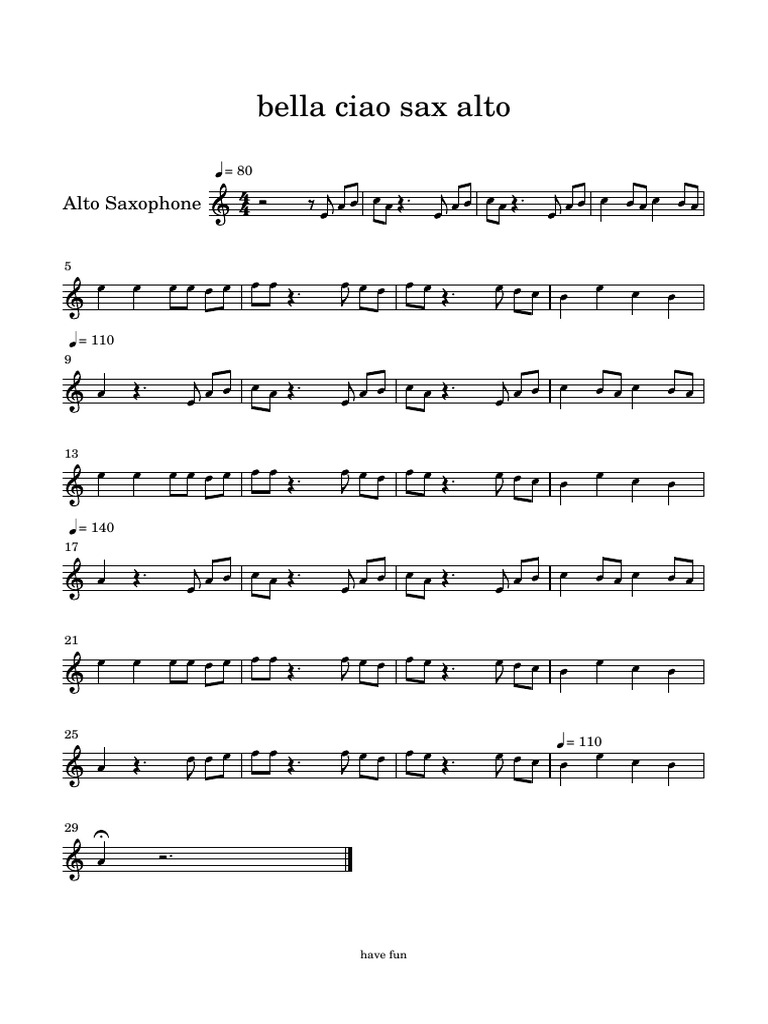 Bella Ciao Sax Alto | PDF