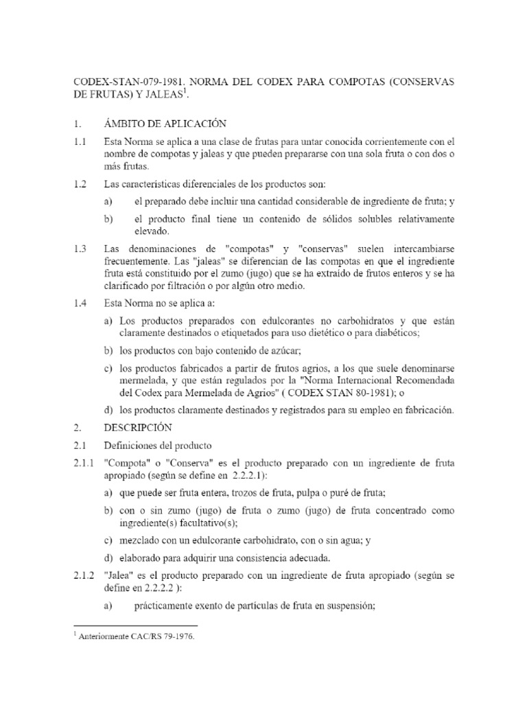 CODEX-STAN NORMA DEL CODEX PARA COMPOTAS (CONSERVAS DE FRUTAS) Y JALEAS ...