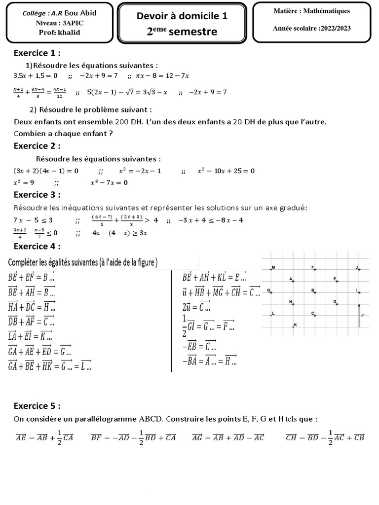 Devoir 1 S2-1 | PDF | Méthodes et références pédagogiques