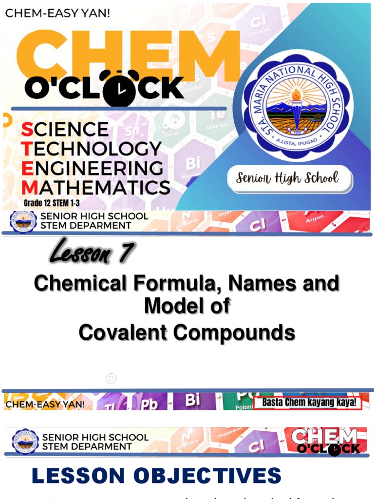 Lesson 7 Formula Names and Model of Covalent Compound | PDF | Chemical ...