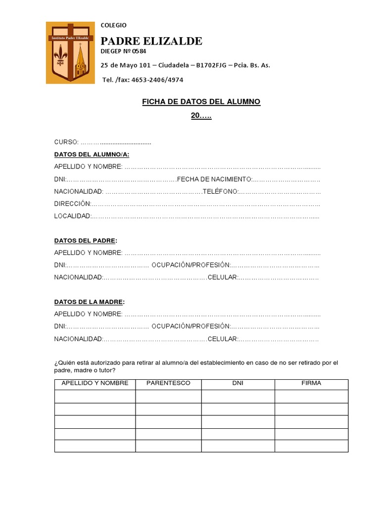 Ficha de Datos Del Alumno | PDF