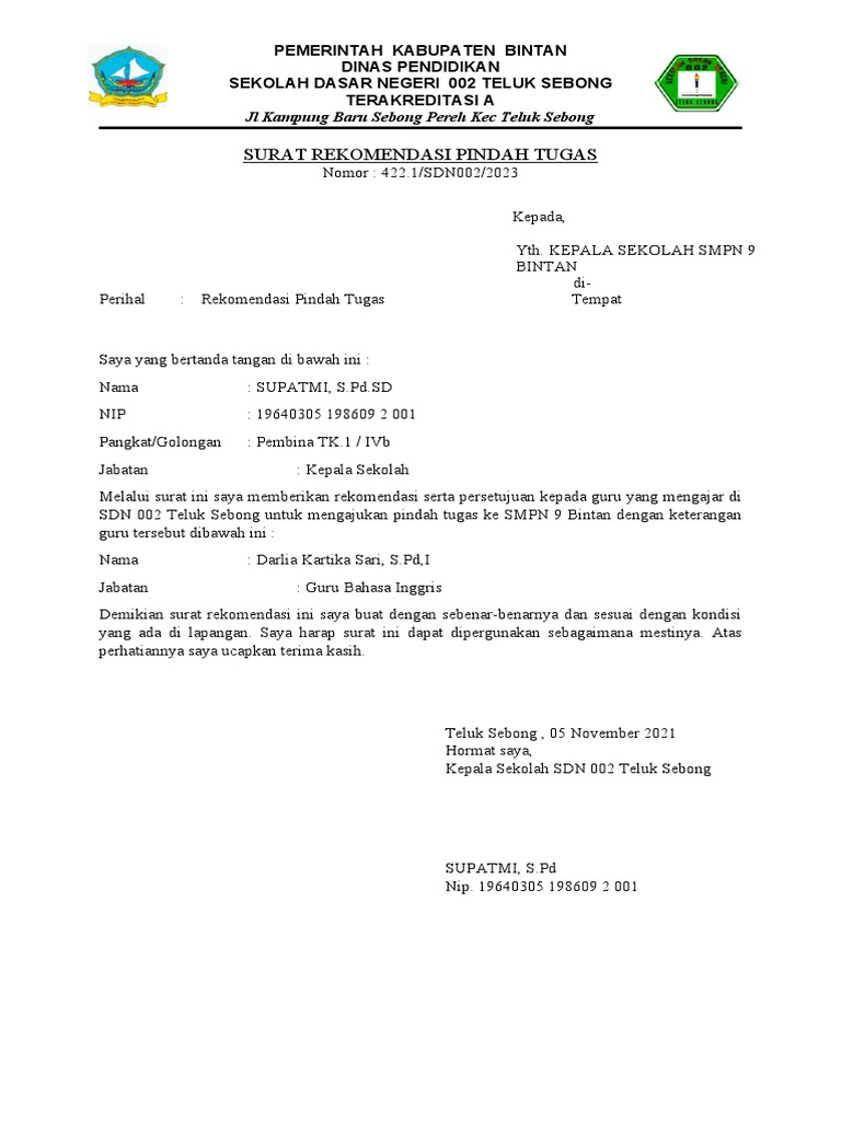 Surat Rekom SD | PDF