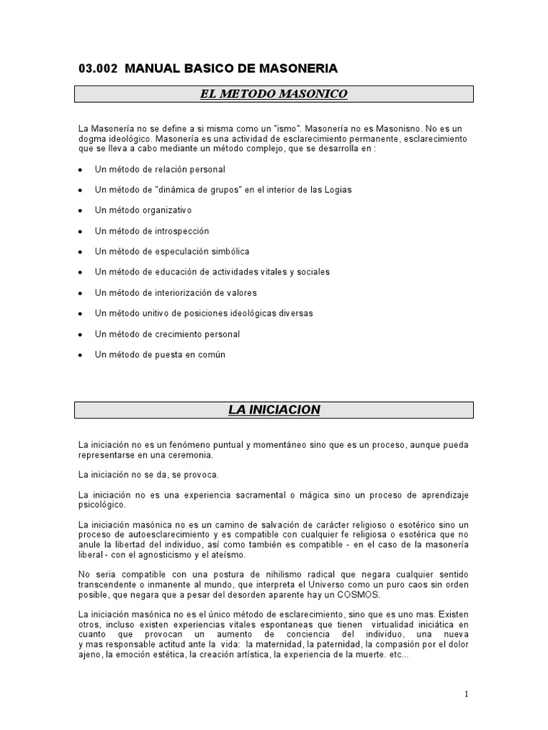 03.002 Manual Basico de Masoneria | PDF | Masonería