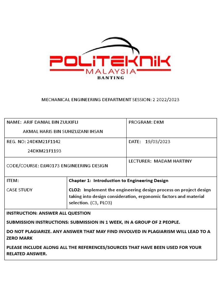 Case Study Ed (Arif, Akmal) | PDF | Chair | Human Factors And Ergonomics