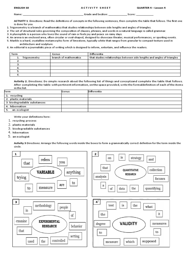 ENG10-Q4-Mod4 Activity Sheet | PDF