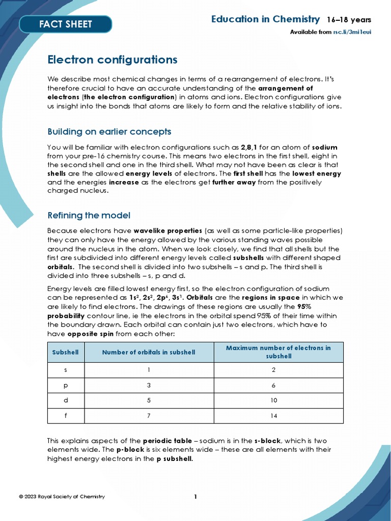 Electron Configurations Guide | PDF | Atomic Orbital | Electron ...