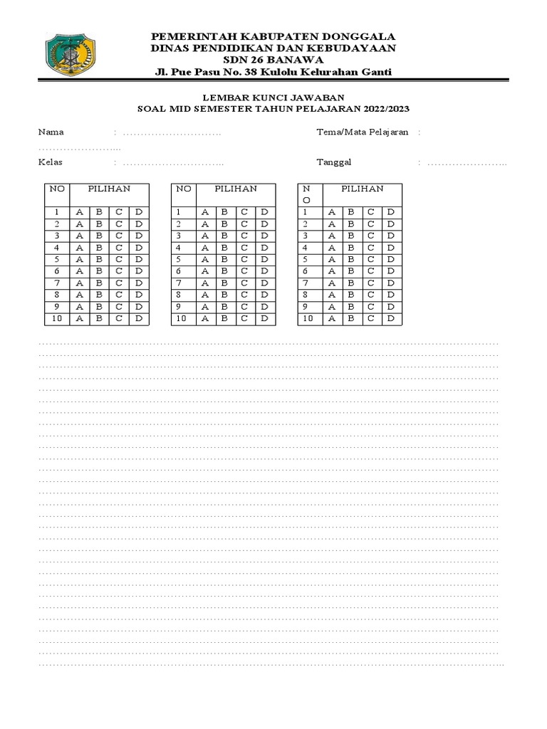 Lembar Jawaban | PDF