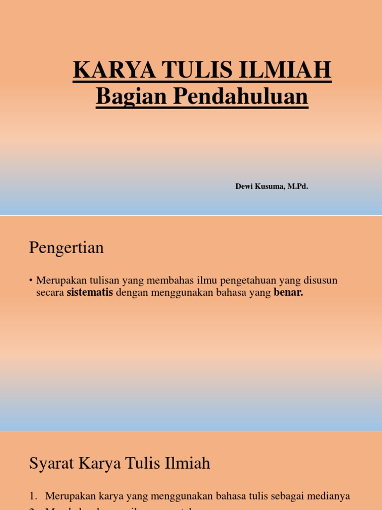 Fungsi dan Contoh Pendahuluan KTI | PDF