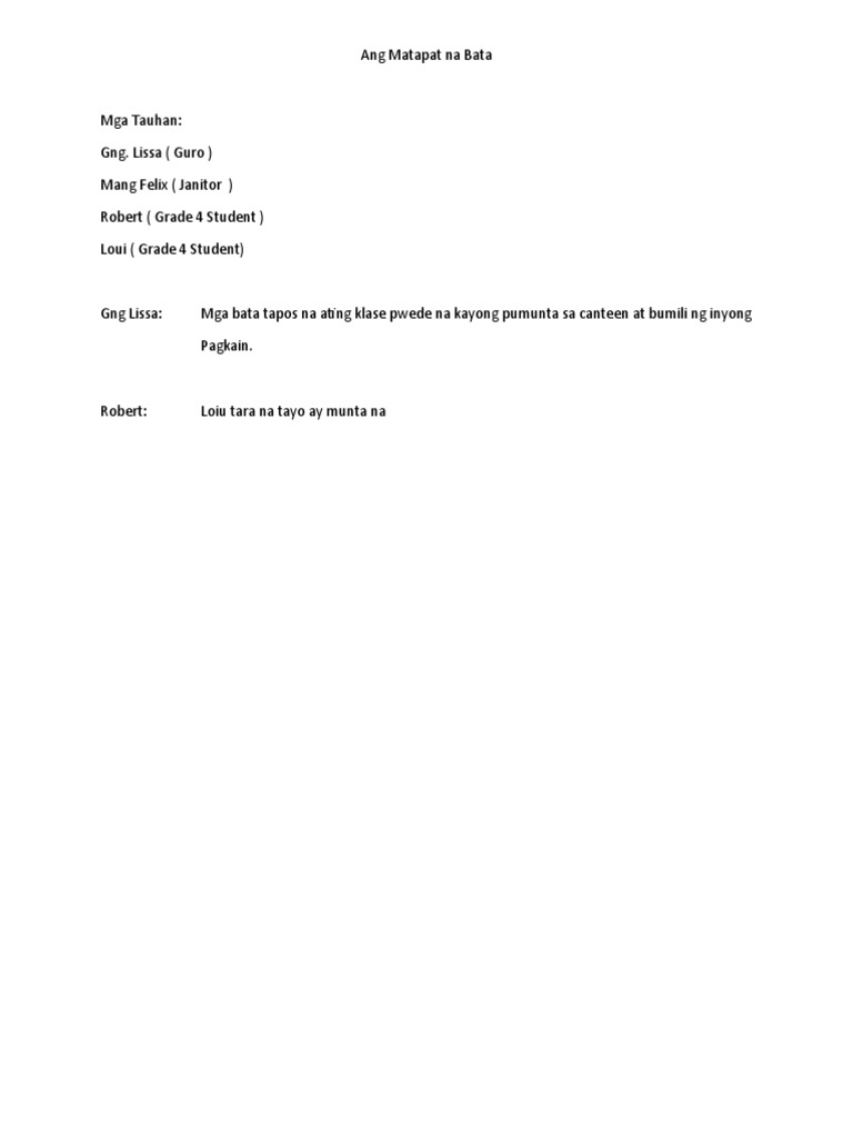 Ang Matapat Na Bata | PDF