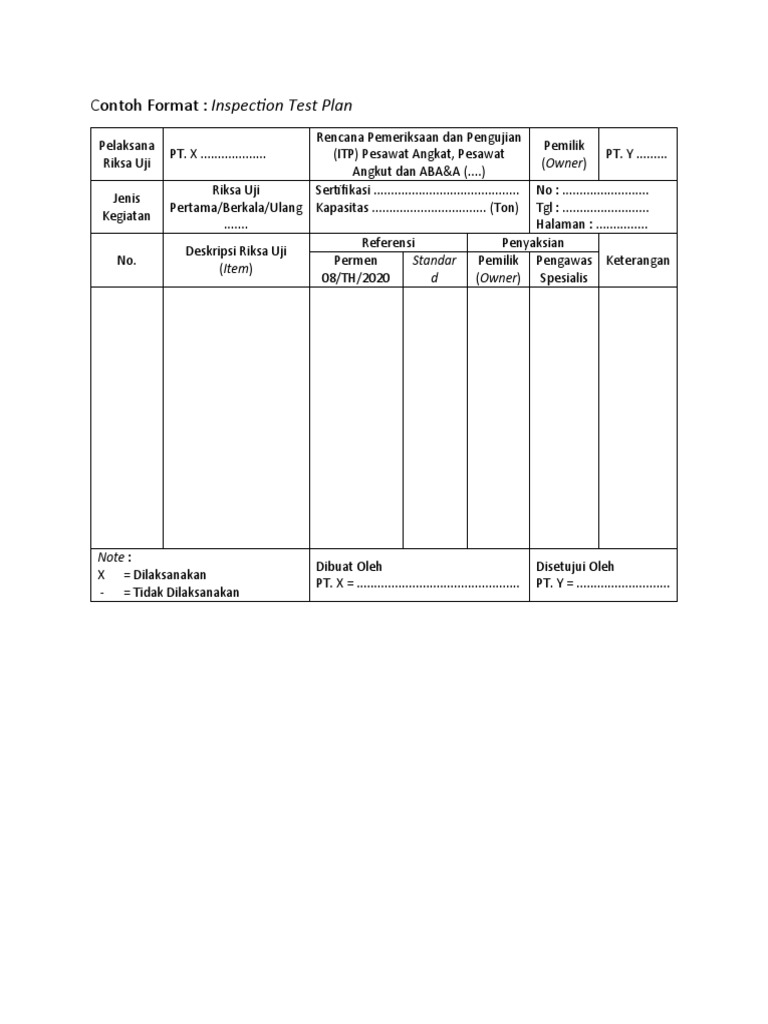 Contoh Format Rencana Uji ITP | PDF