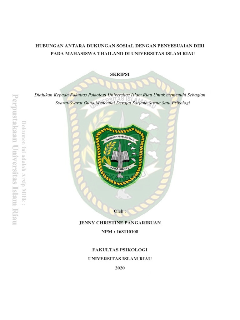Hubungan Antara Dukungan Sosial Dengan Penyesuaian Diri Pada Mahasiswa Thailand Di Universitas ...