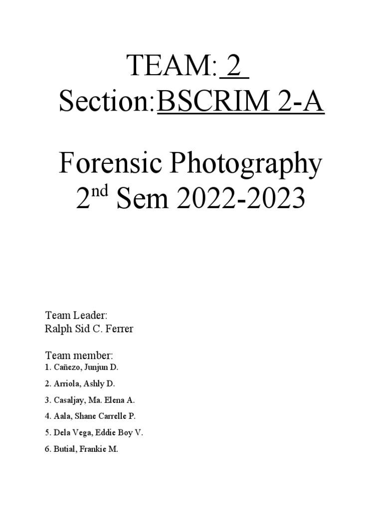 Team 2 Bscrim 2a | PDF | Crime Scene | Law Enforcement Techniques