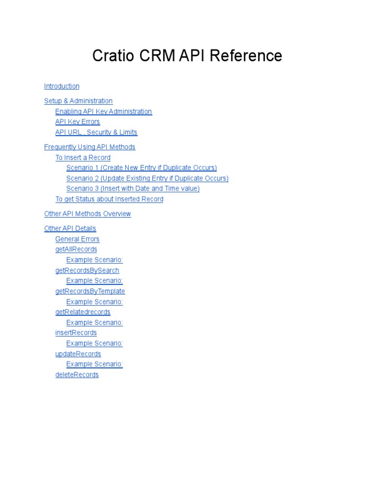 Cratio CRM API Reference | PDF | String (Computer Science) | Parameter (Computer Programming)