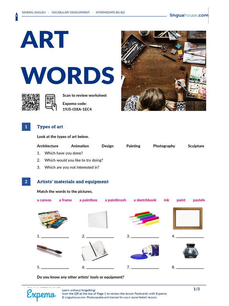 Intermediate Art Vocabulary Guide | PDF | Paintings | Plastic Arts