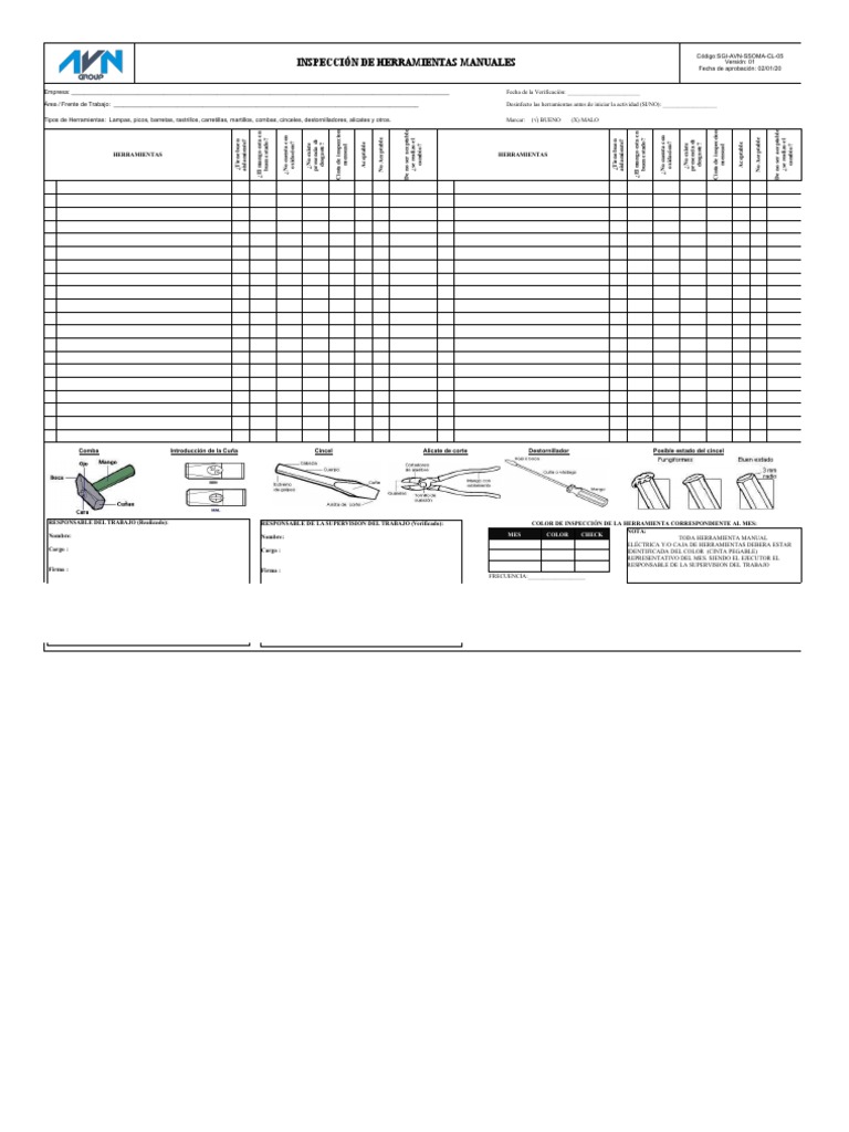 Sgi-Avn-Ssoma-Cl-05 Inspección de Herramientas Manuales | PDF ... Sgi-Avn-Ssoma-Cl-05 Inspección de Herramientas Manuales | PDF ...