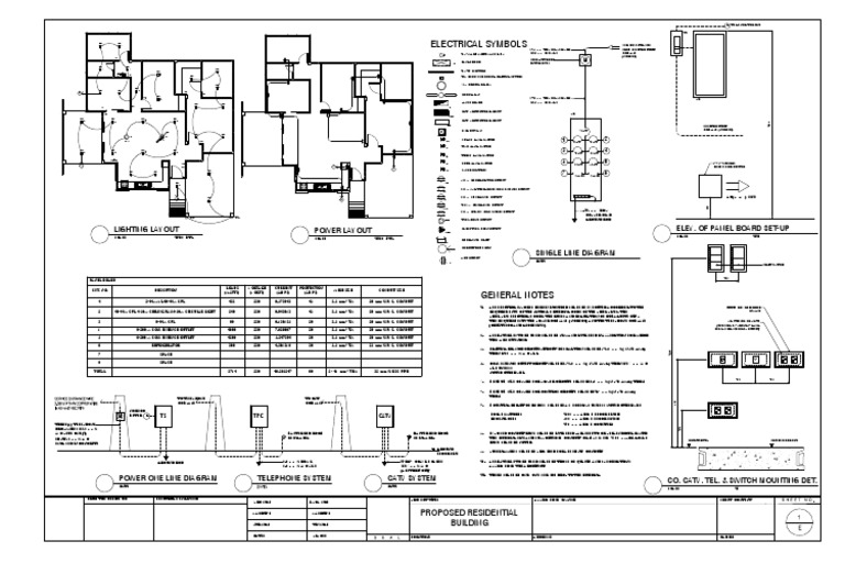 Electrical Symbols: Elev. of Panel Board Set-Up Power Layout Lighting ...