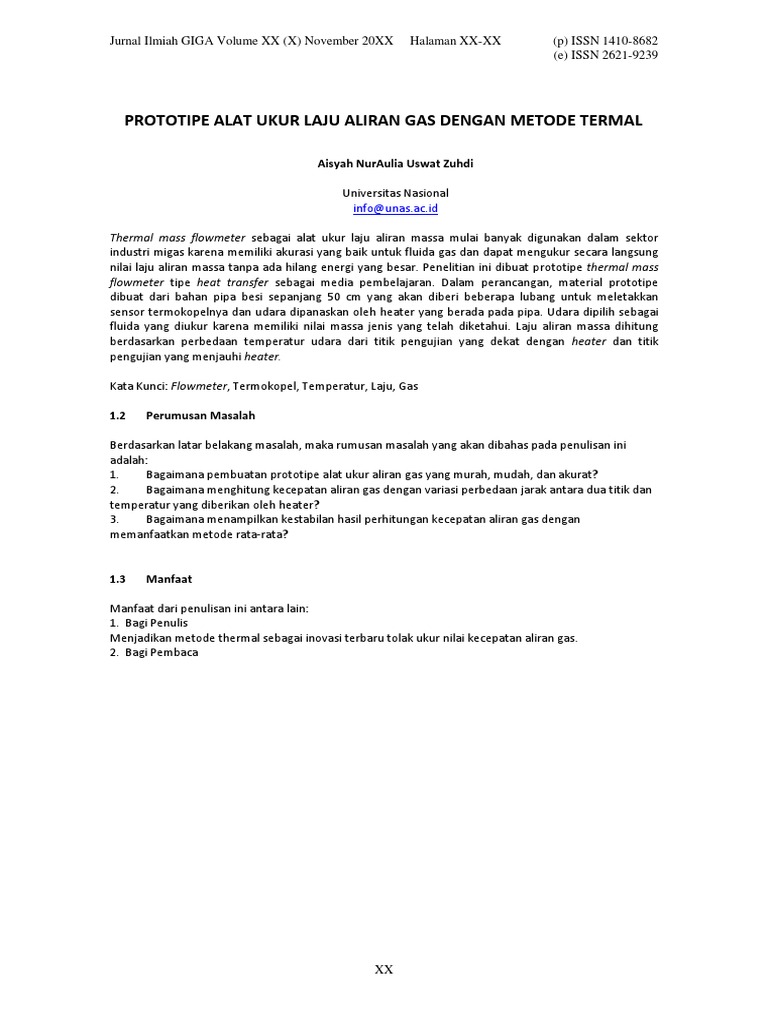 Prototipe Flowmeter Gas Metode Termal | PDF