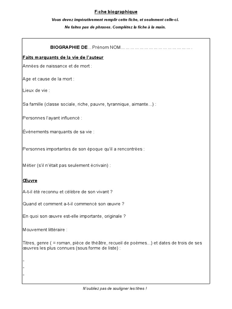 Fiche Biographique | PDF