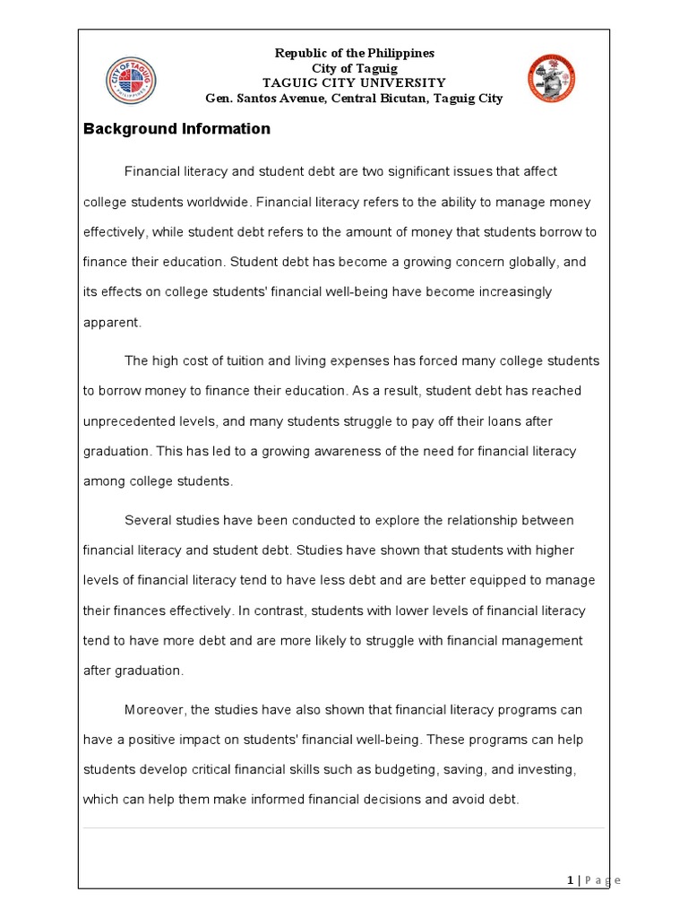 Financial Literacy and Student Debt Study | PDF | Debt | Student Debt