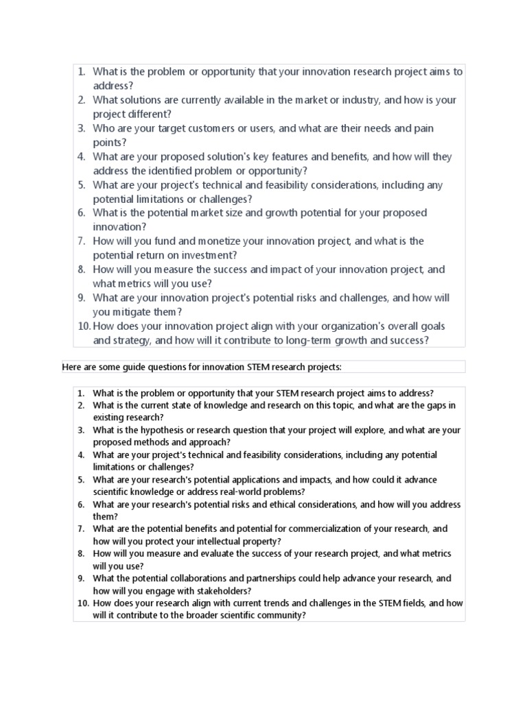 Guide Questions | PDF | Innovation | Business