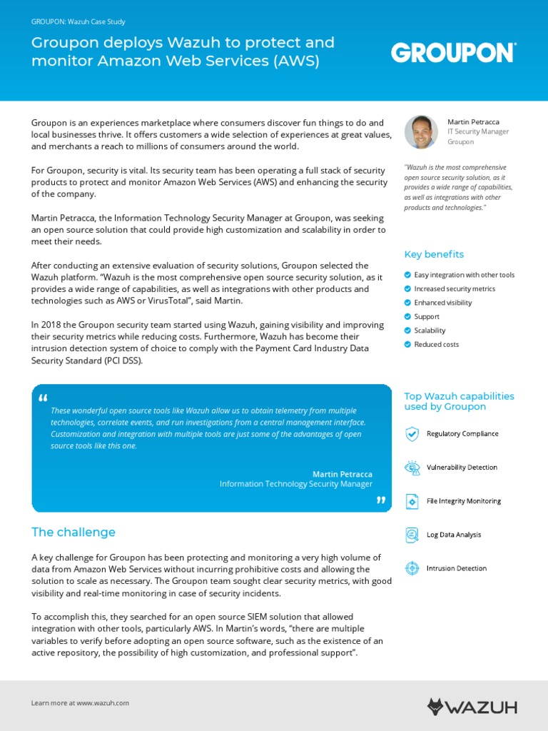 Case Study Groupon Aws Wazuh | PDF | Computer Security | Security