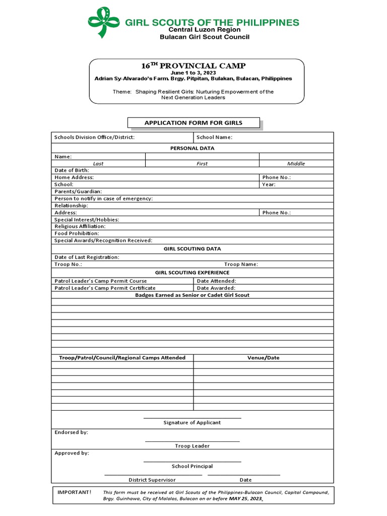 Application Parents Consent Health Examination Forms Camp | PDF | Epidemiology | Health Sciences