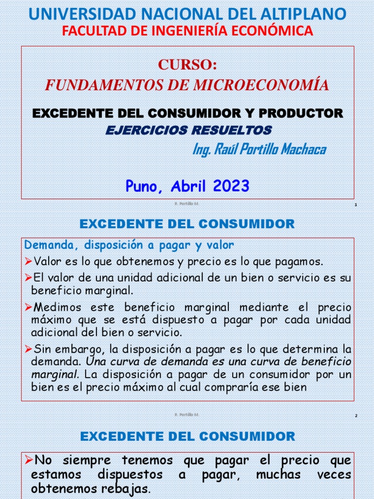 PRESENTACION6 | PDF | Excedente económico | Oferta y demanda