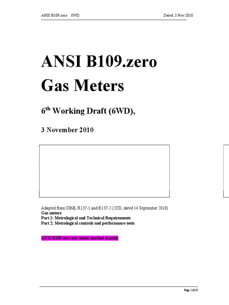ANSI B109.zero Gas Meters Draft | PDF | Gases | Metrology